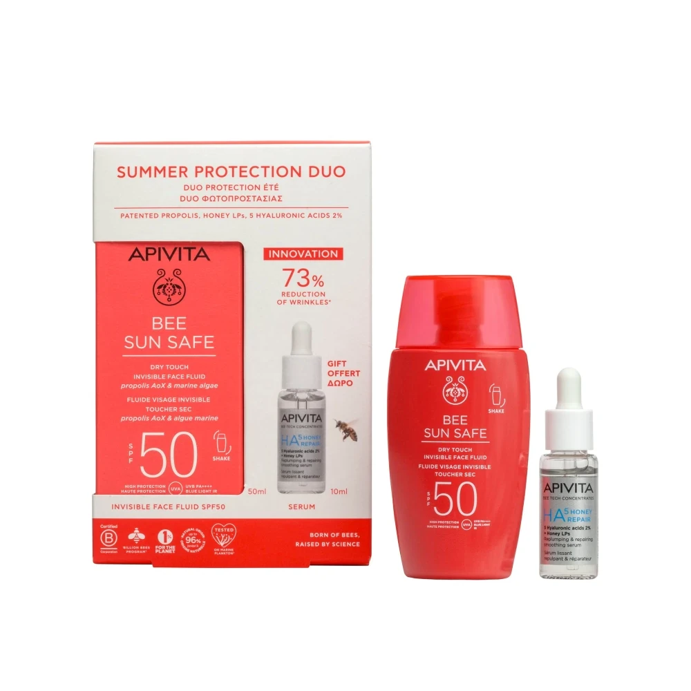 Apivita Promo Bee Sun Safe Dry Touch Invisible Face Fluid Spf50 with ...